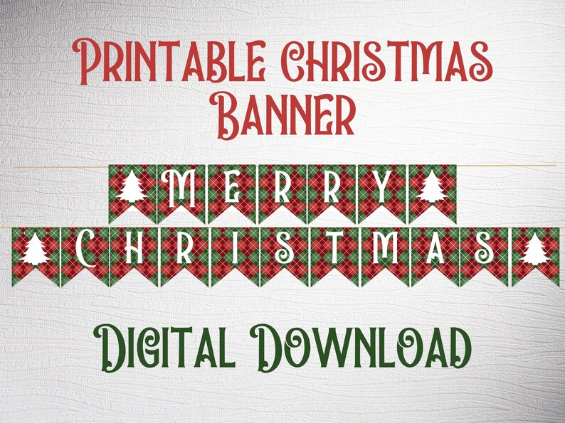 Printable Merry Christmas Banner, Printable Christmas Banner, Merry ...