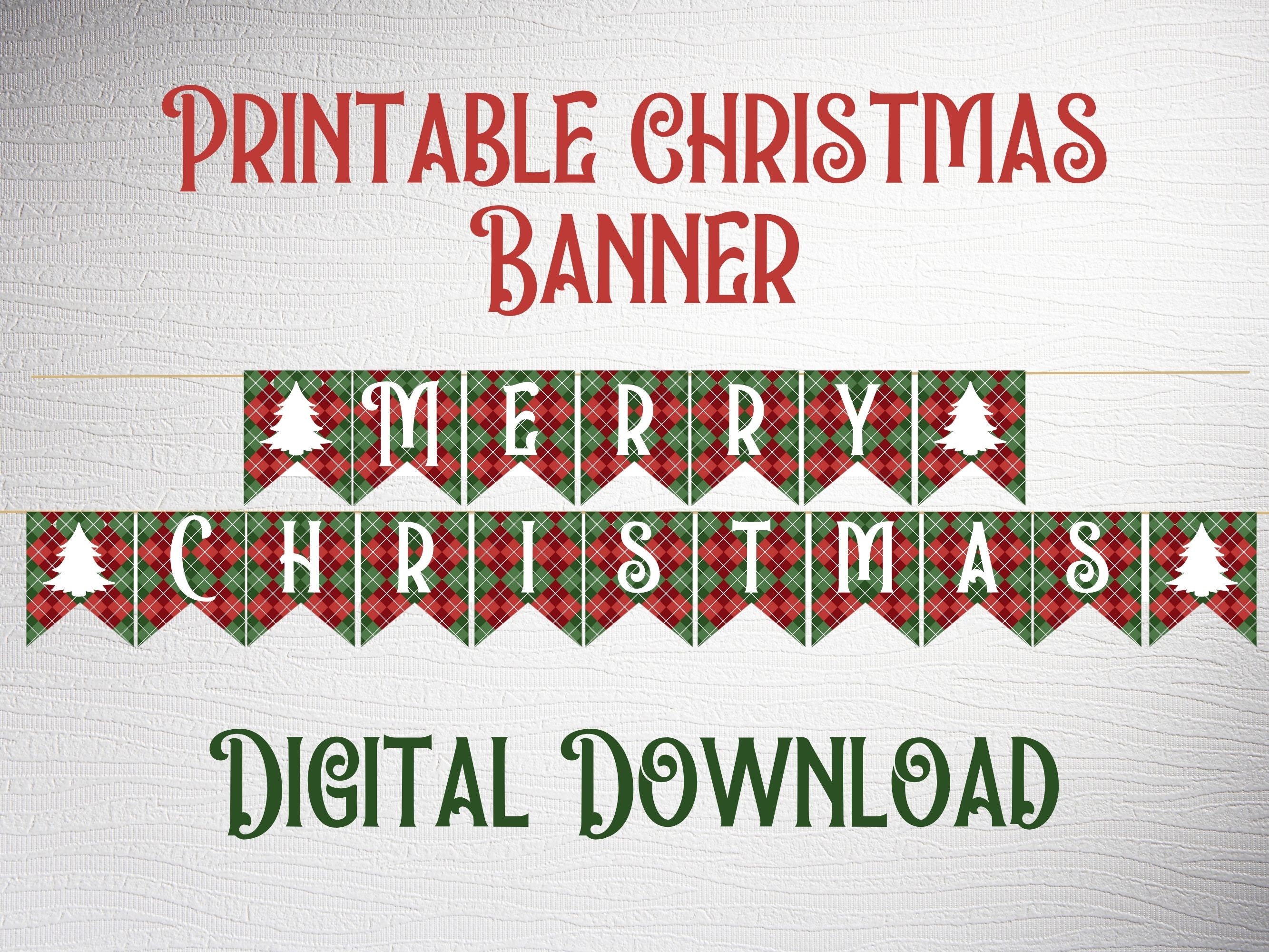Printable Merry Christmas Banner, Printable Christmas Banner, Merry ...