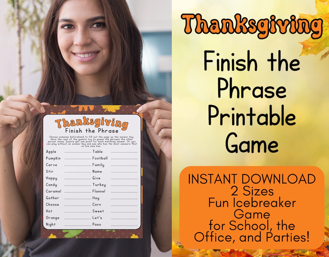 Thanksgiving Finish the Phrase, Fall Finish My Phrase, Printable Fall ...