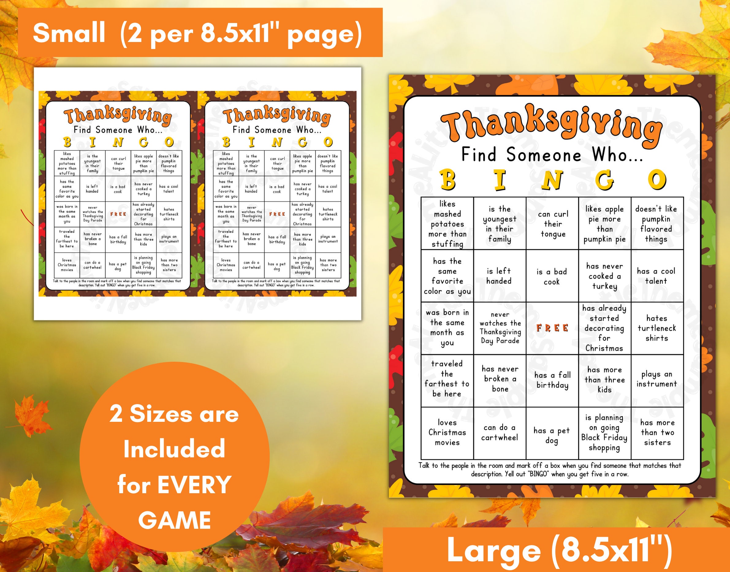 11 Thanksgiving Game Bundle Printable, Fall Games for Adults and Kids ...