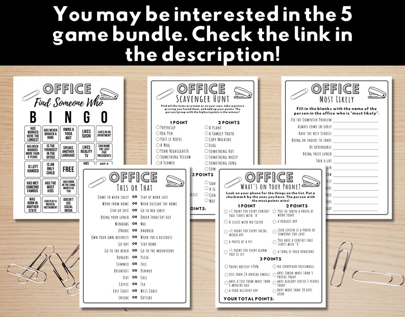 Office Scavenger Hunt Printable Game Work Party Activity - Etsy