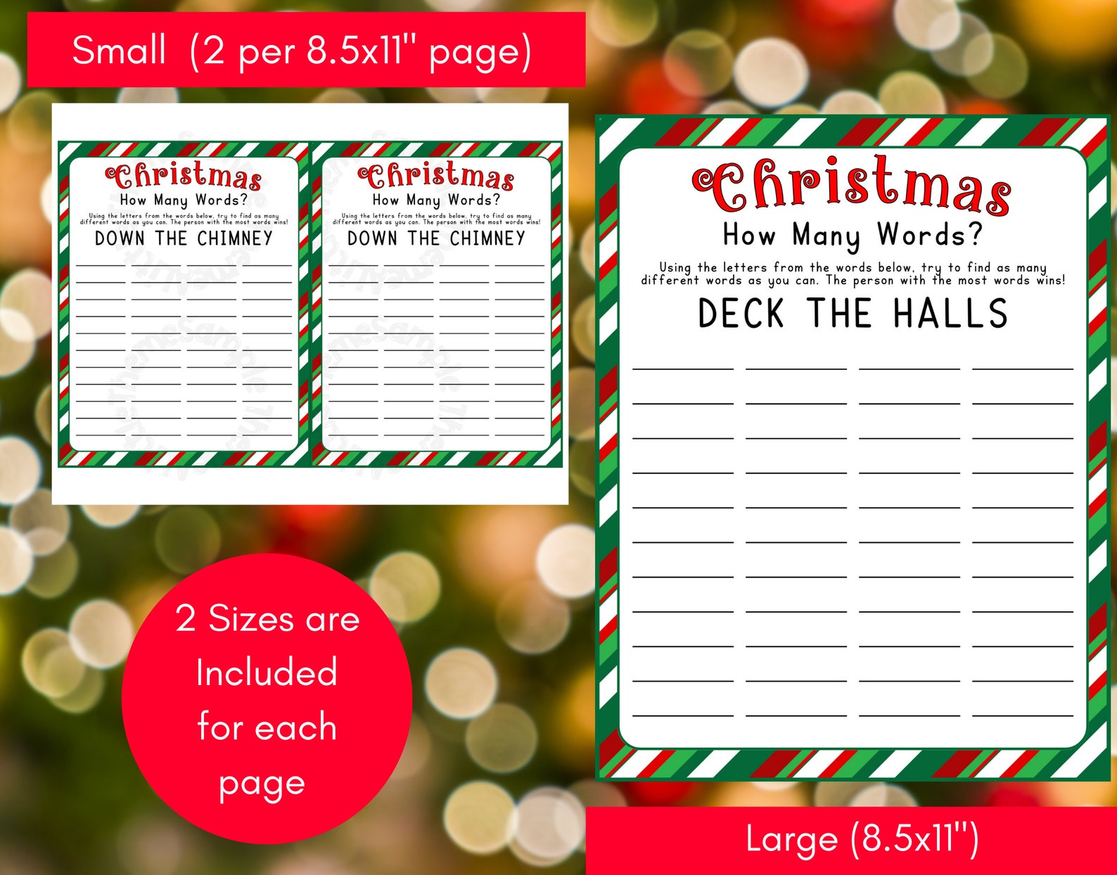 Christmas How Many Words, Printable Holiday Game, Large Group Games for ...