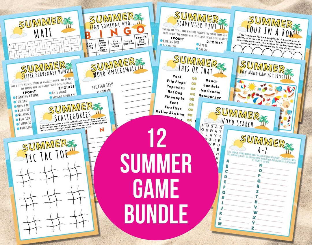12 Summer Games Printable Bundle for a Crowd - Etsy