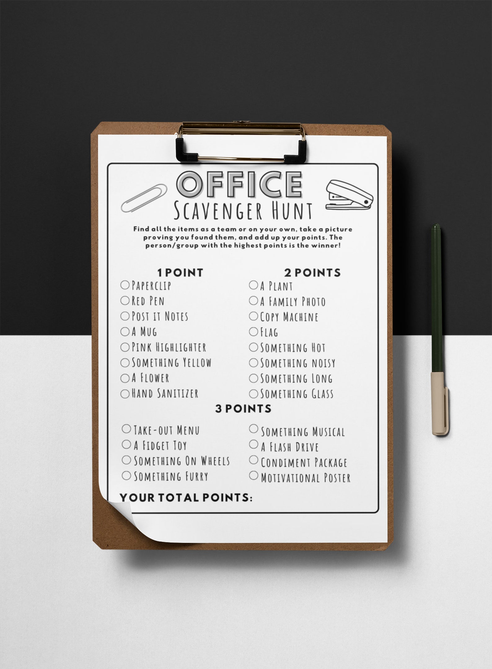 Office Scavenger Hunt Printable Game, Work Party Activity, Team ...