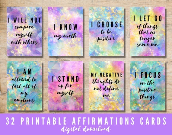 Printable Positive Affirmations Cards for Adults and Kids 32 - Etsy
