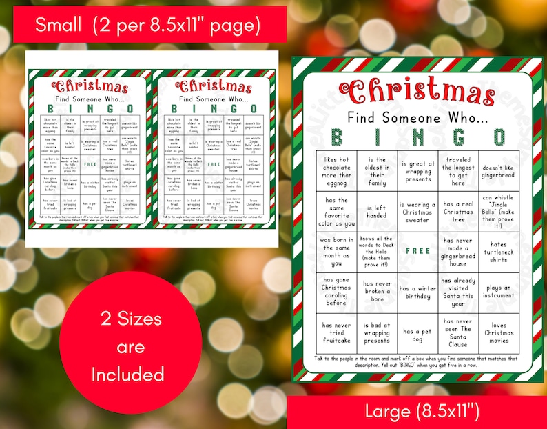 Christmas Find Someone Who Bingo, Printable Holiday Game, Large Group ...