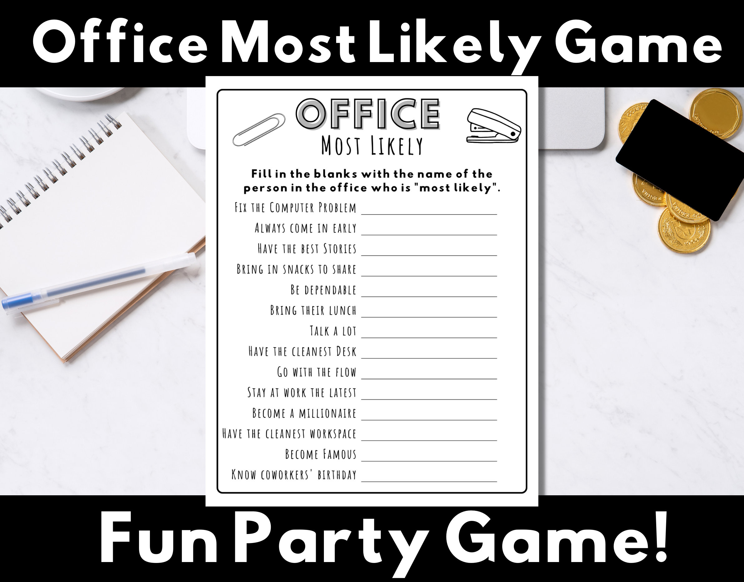 Office Who's Most Likely Game, Work Party Activity, Team Building Games ...