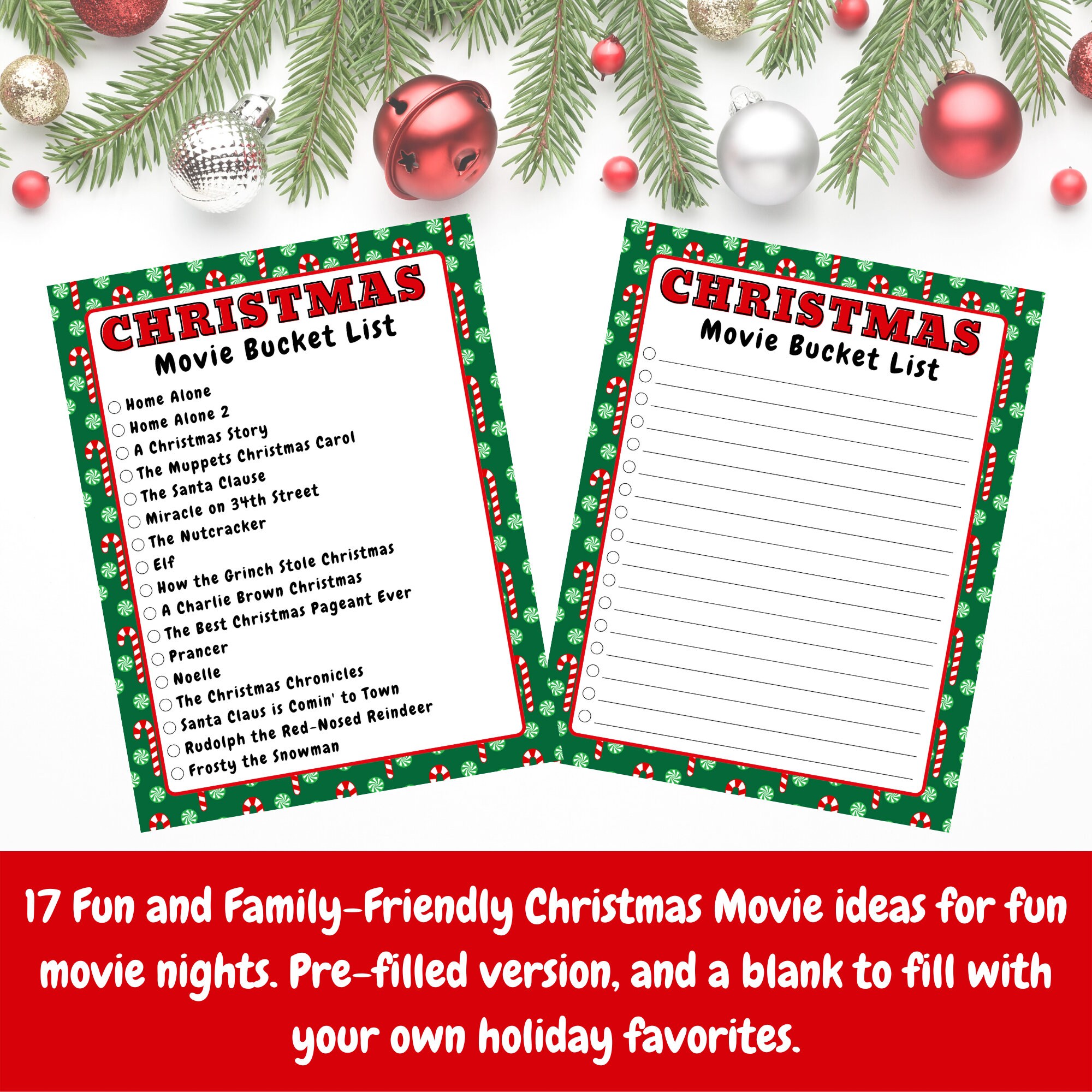 Christmas Bucket List Printable and Christmas Movie Bucket List, Blank ...