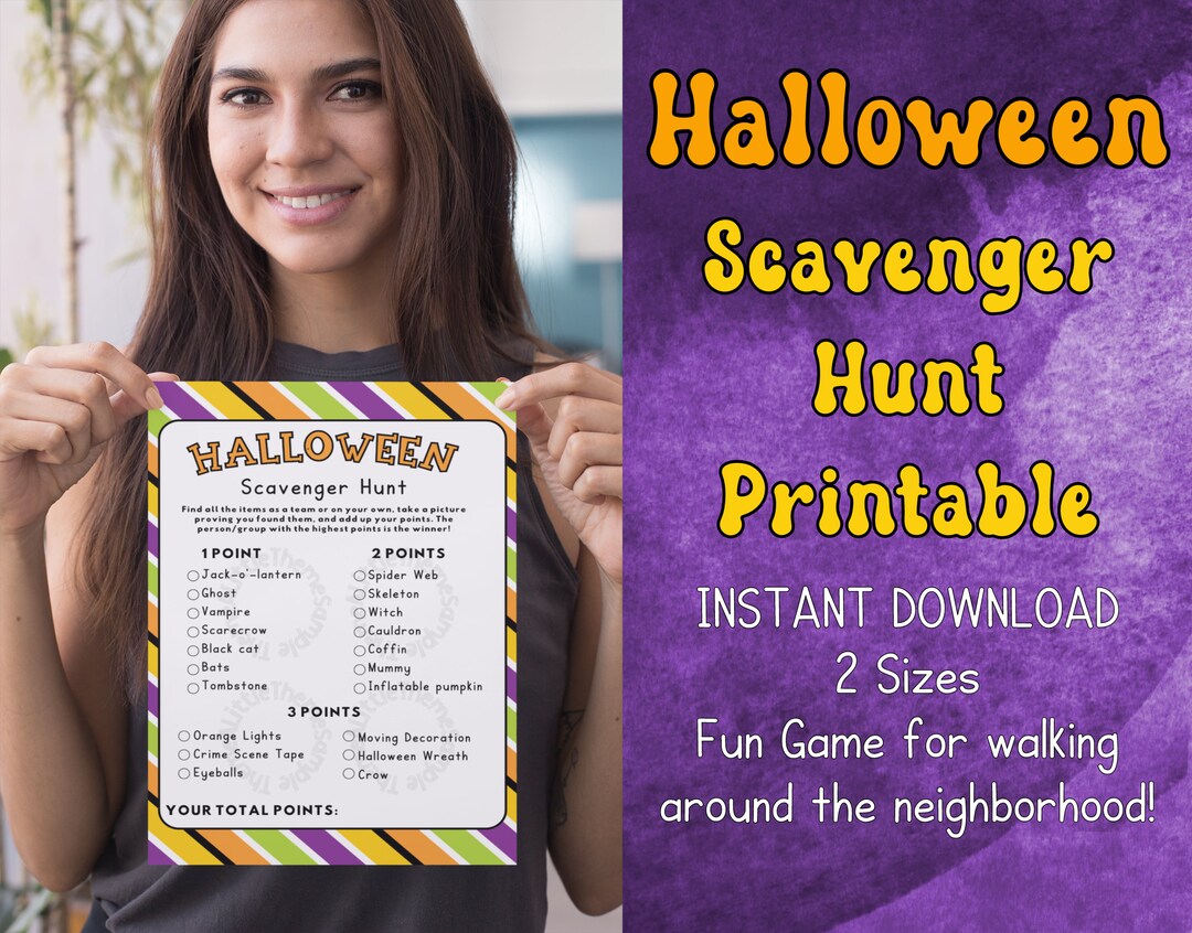 Halloween Scavenger Hunt Printable Game, Halloween Party Activity ...