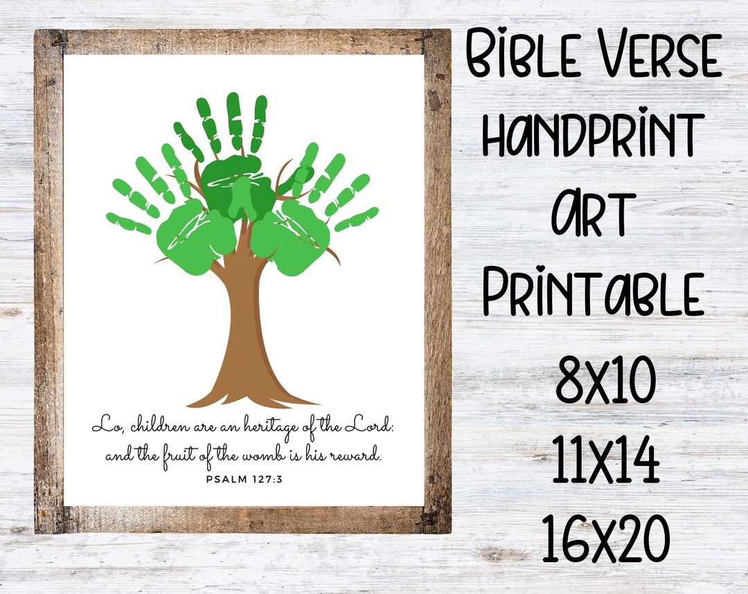 Bible Verse Handprint Art Printable- Mother's Day Gift- Father's Day ...