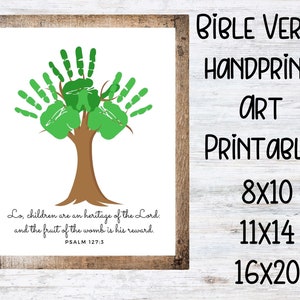 Bible Verse Handprint Art Printable- Mother's Day Gift- Father's Day ...