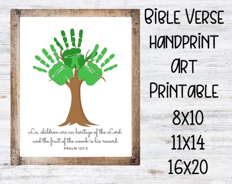 Bible Verse Handprint Art Printable- Mother's Day Gift- Father's Day ...
