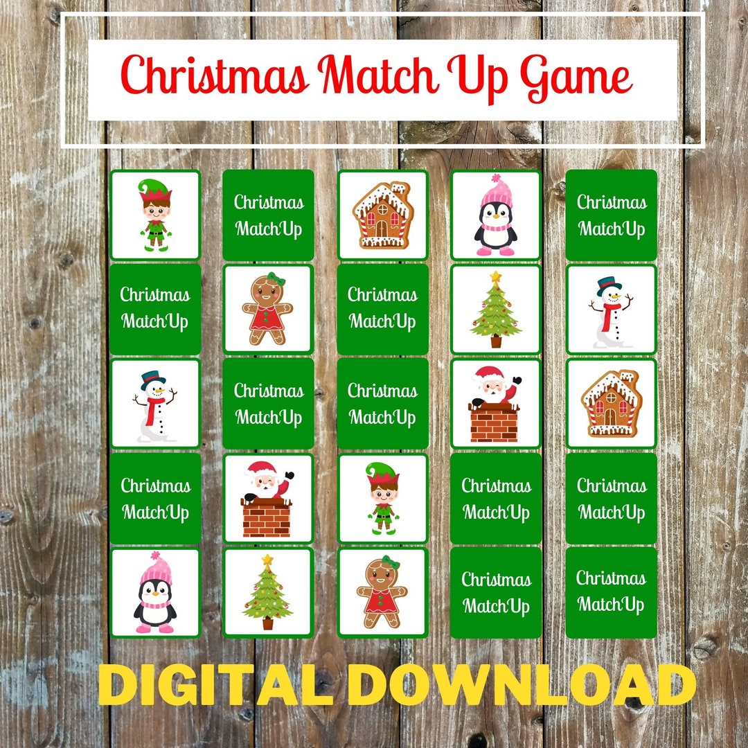 Christmas Match up Memory Game- Digital Download- Printable Game for ...