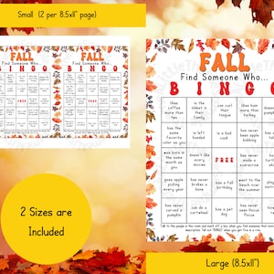 Fall Find Someone Who Bingo, Printable Fall Game, Large Group Games for ...