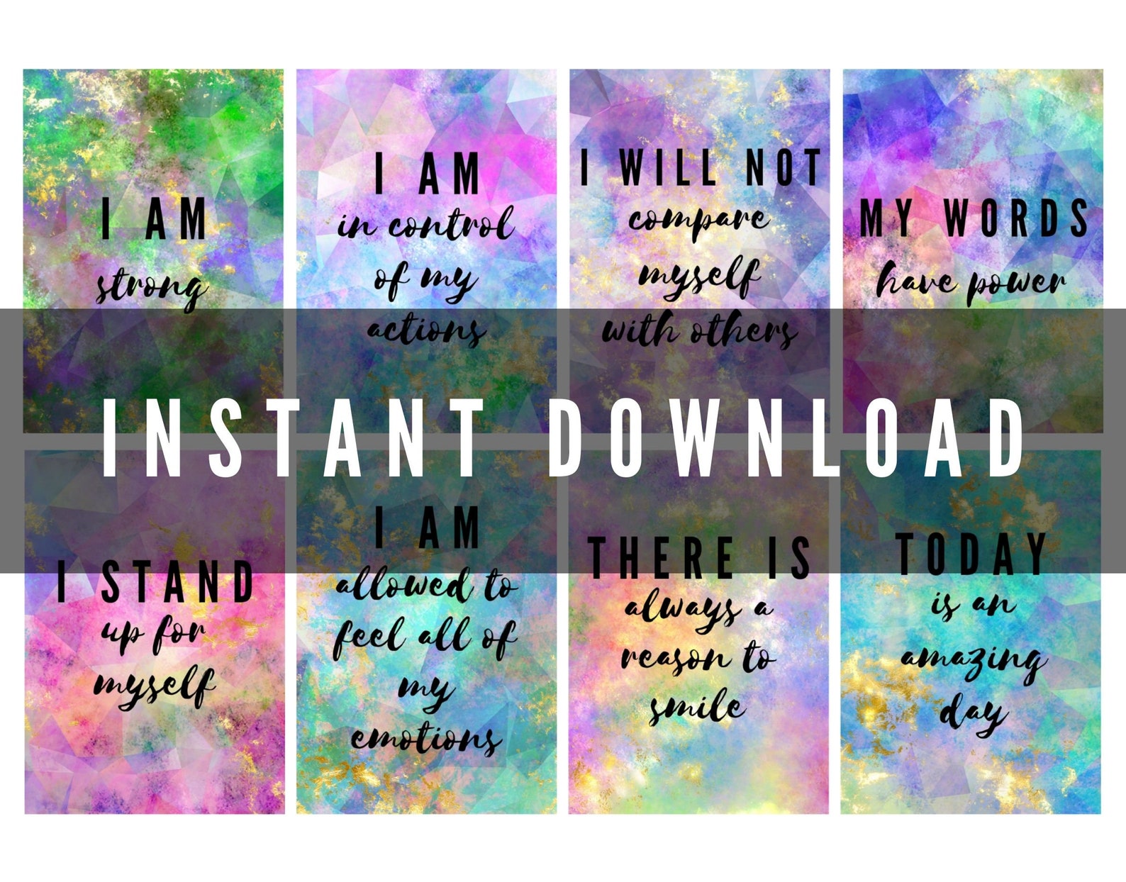 Printable Positive Affirmations Cards for Adults and Kids, 32 ...