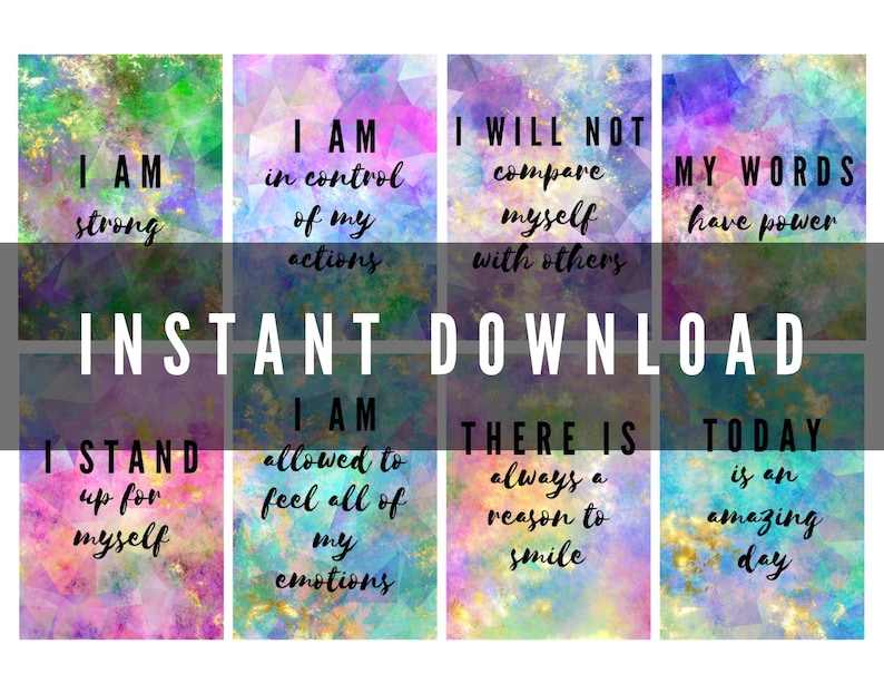 Printable Positive Affirmations Cards for Adults and Kids, 32 ...