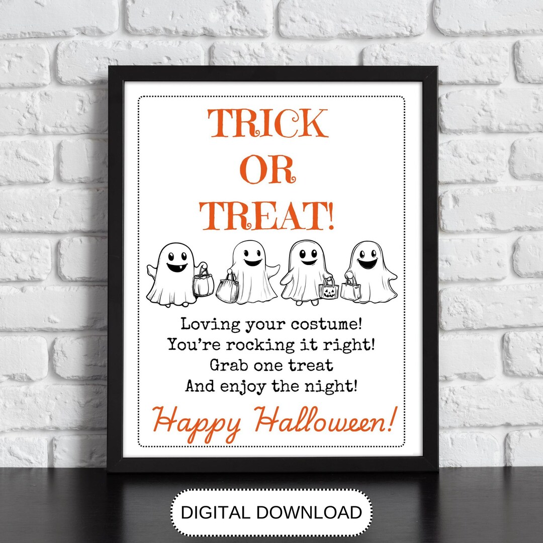 Printable Halloween Candy Sign for Trick or Treaters, Sign to Set by ...