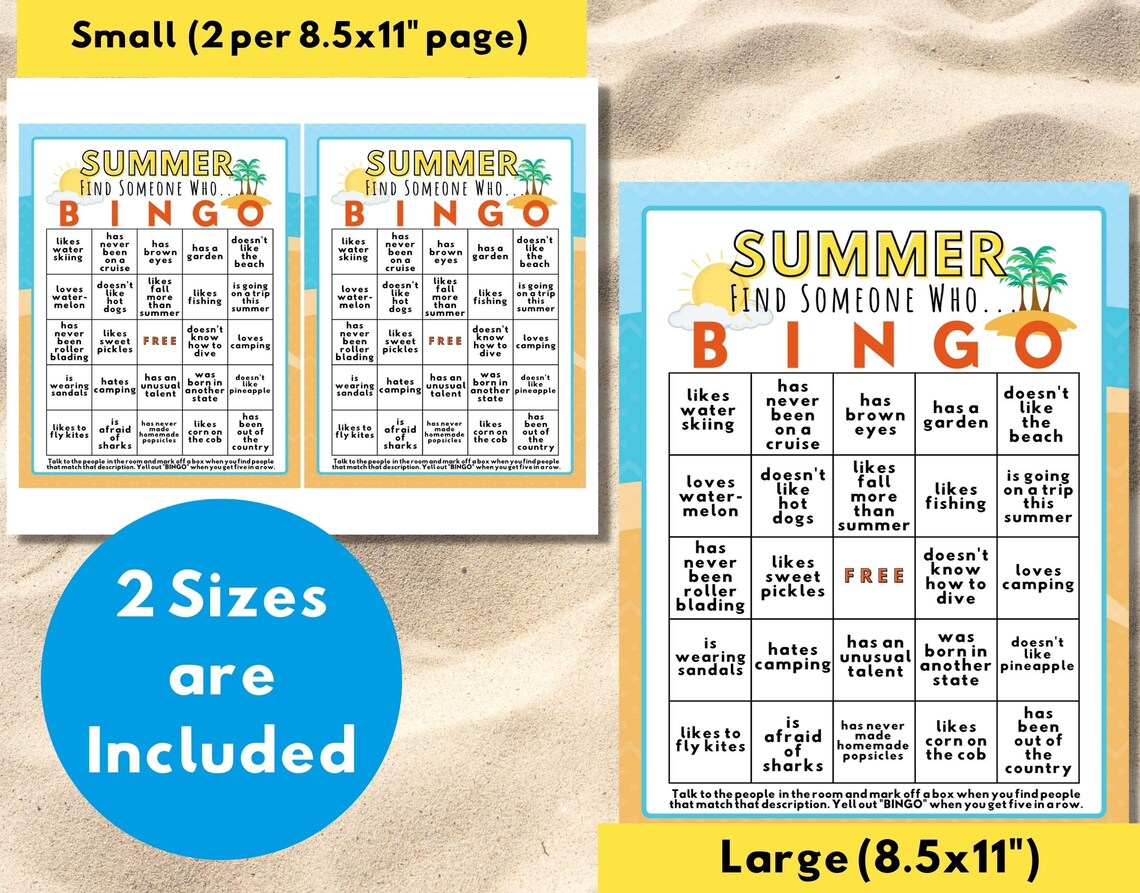 Summer Find Someone Who Bingo Ice-breaker Game, Find the Guest Bingo ...
