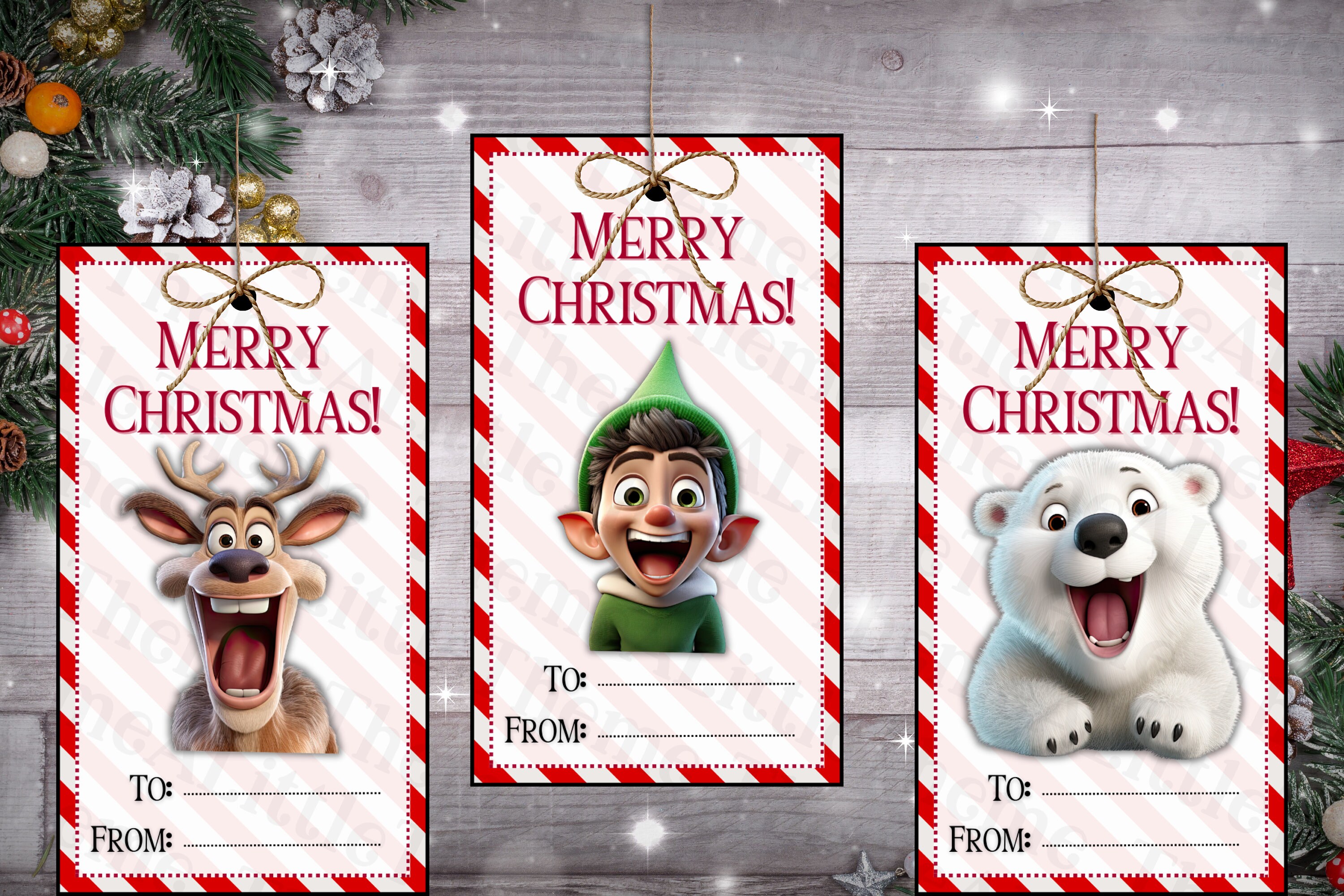 Printable Christmas Gift Tags With Happy Characters - Digital Download ...
