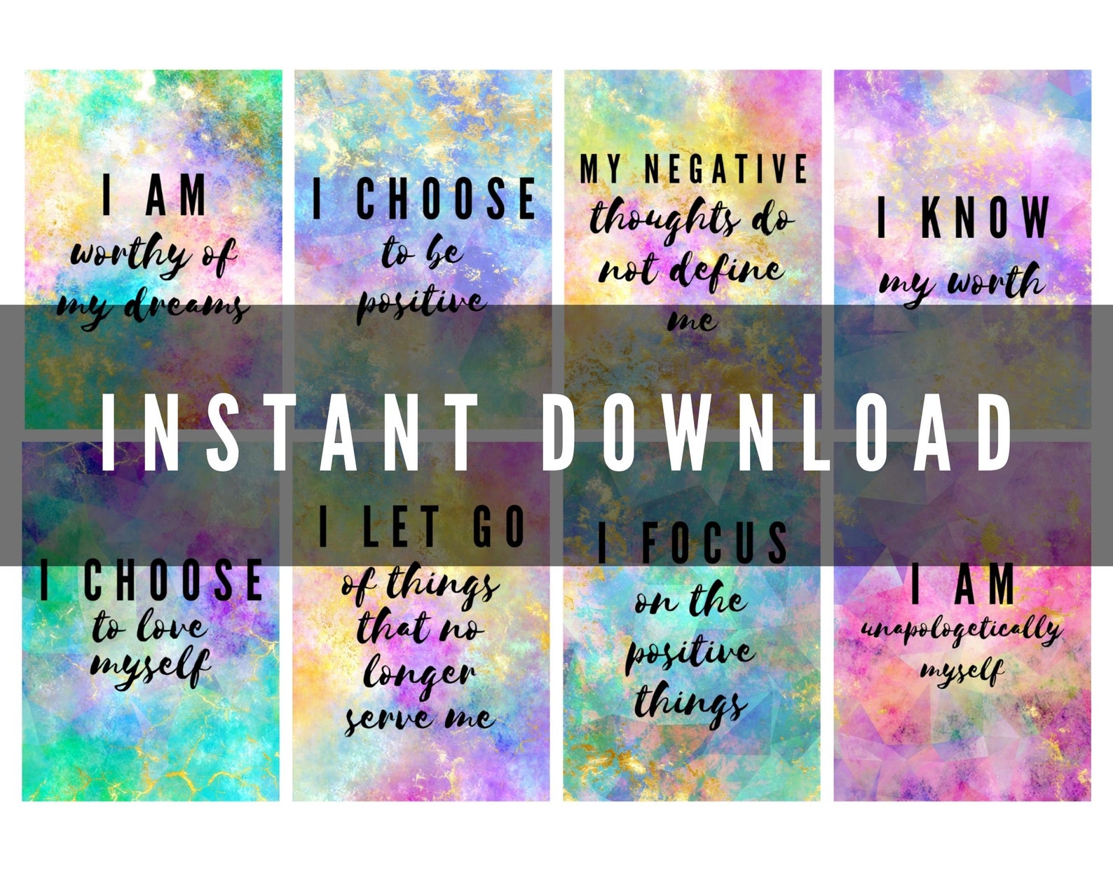 Printable Positive Affirmations Cards for Adults and Kids, 32 ...
