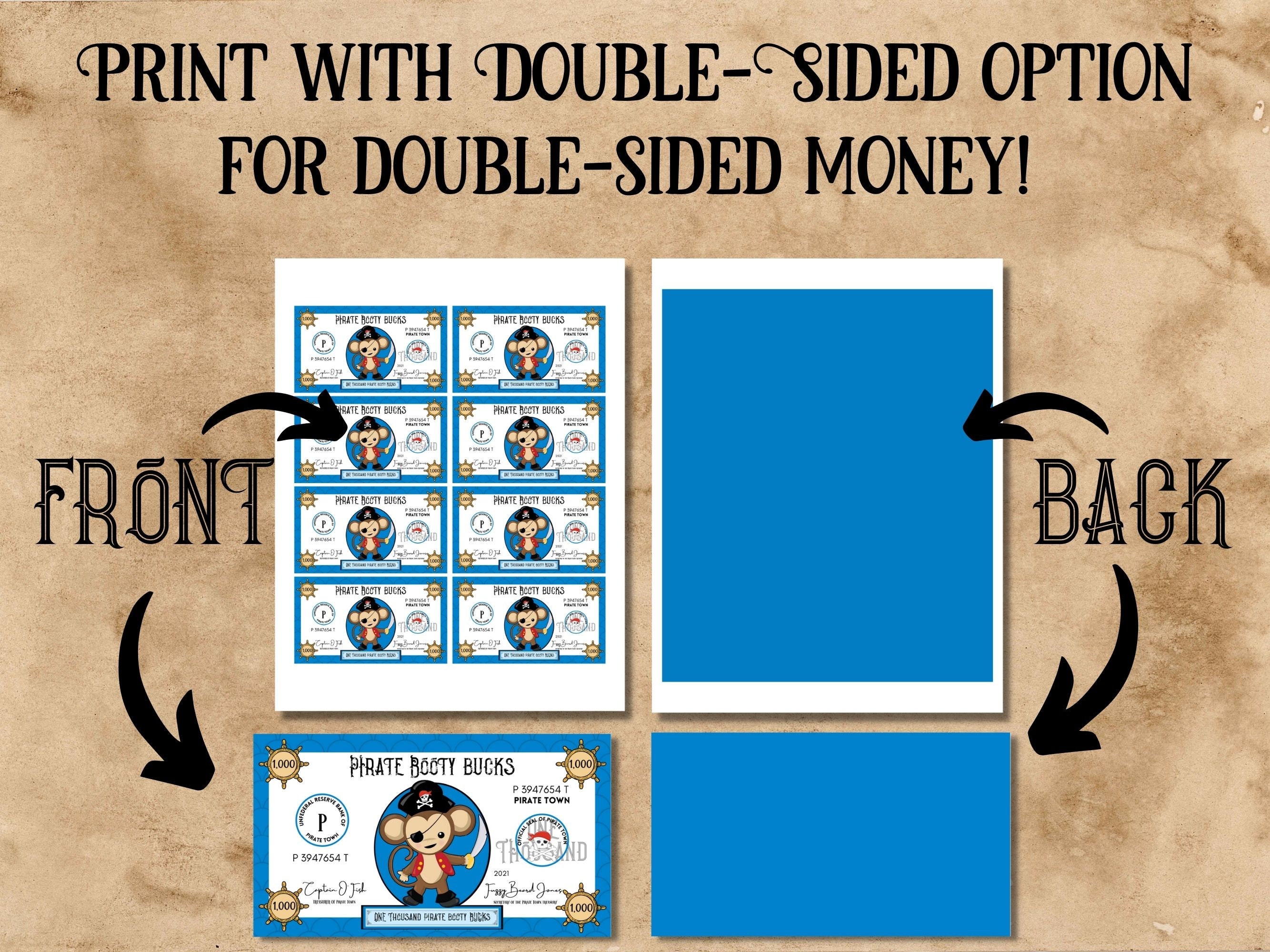 Pirate Animal Printable Play Money, Fun Gift, Fake Pirate Money ...