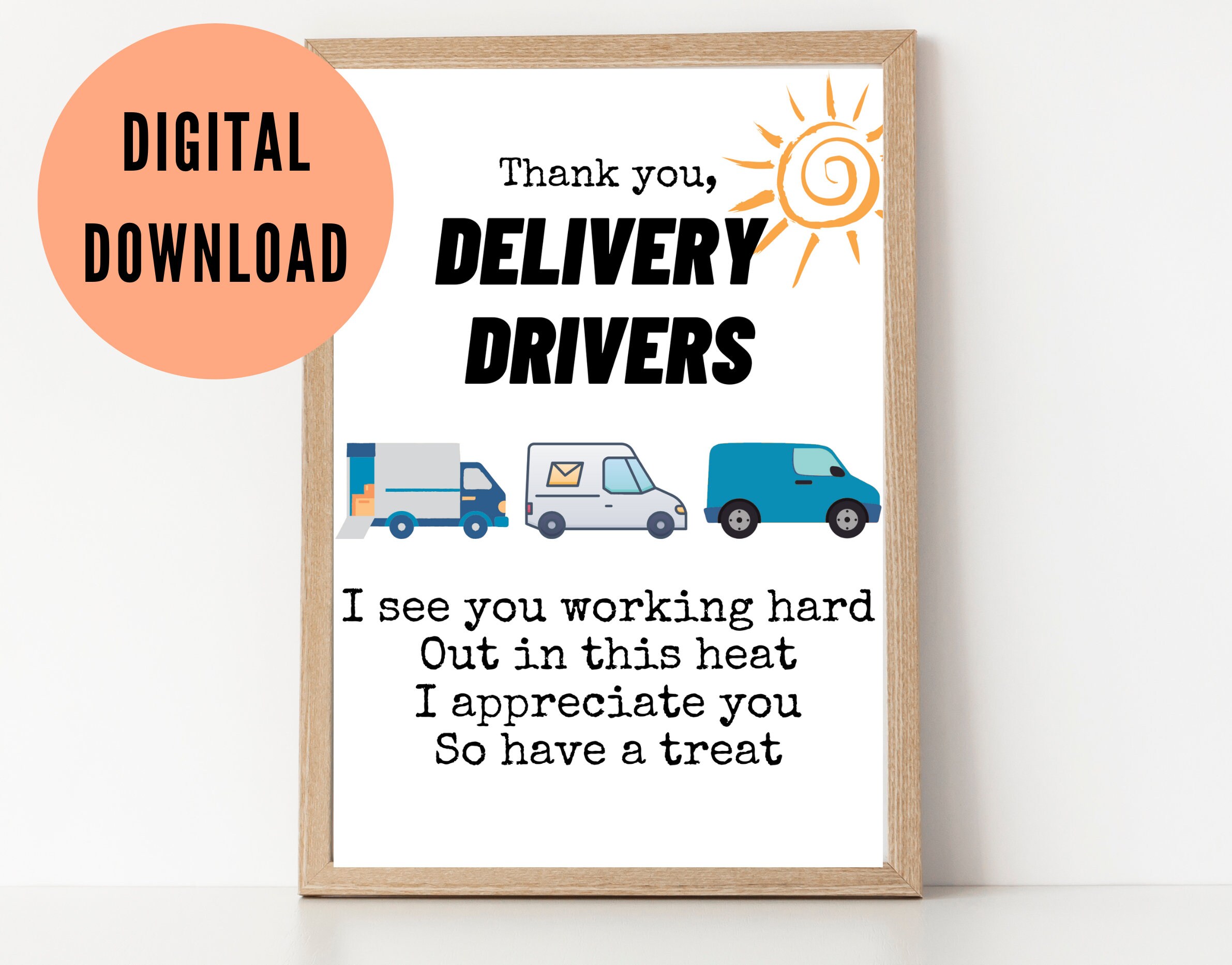 Delivery Driver Snack Sign for Snack Basket, Summer Delivery Driver ...