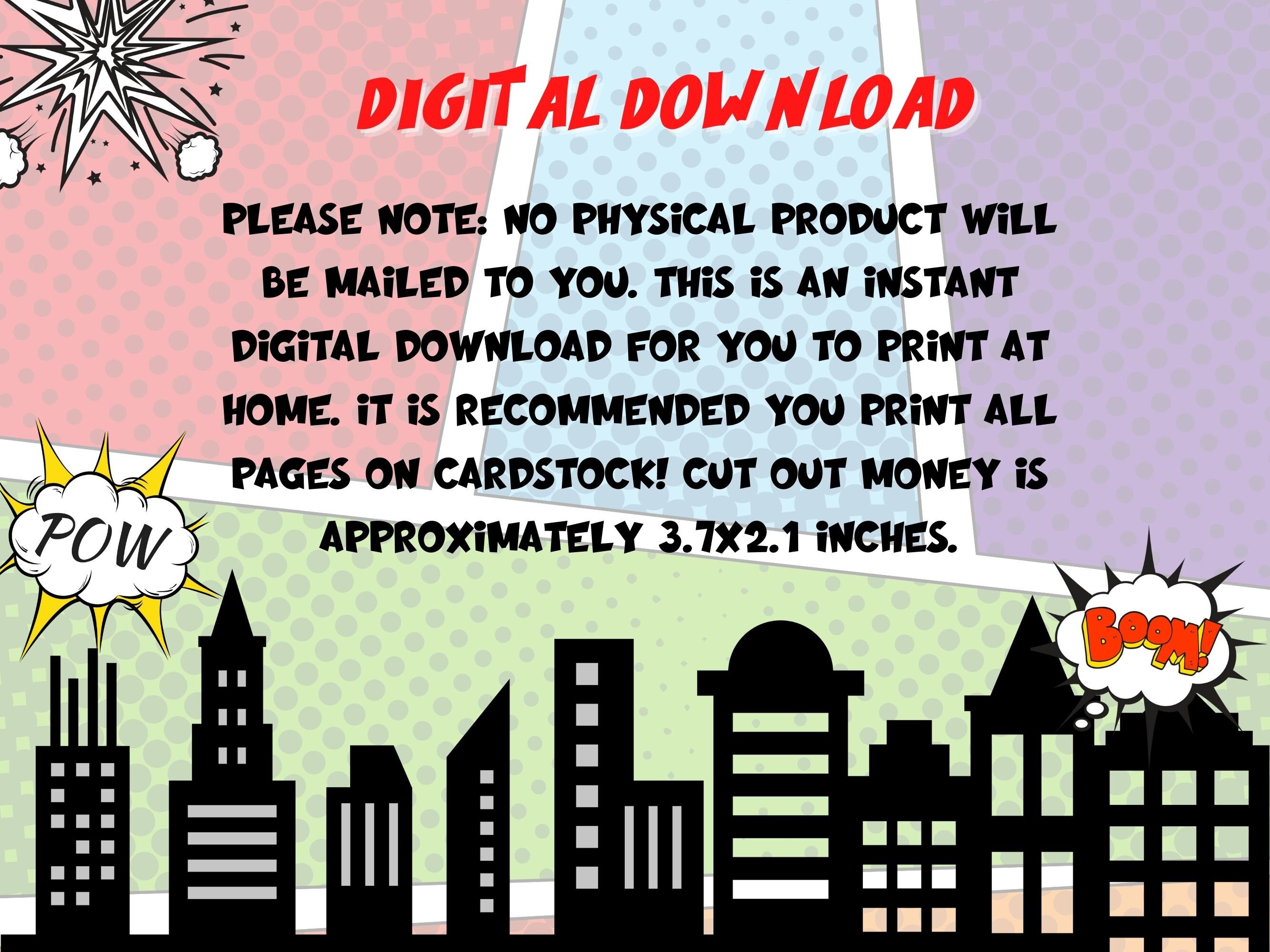 Superhero Play Money, Superhero Bucks, Fake Comic Book Money, Pretend ...