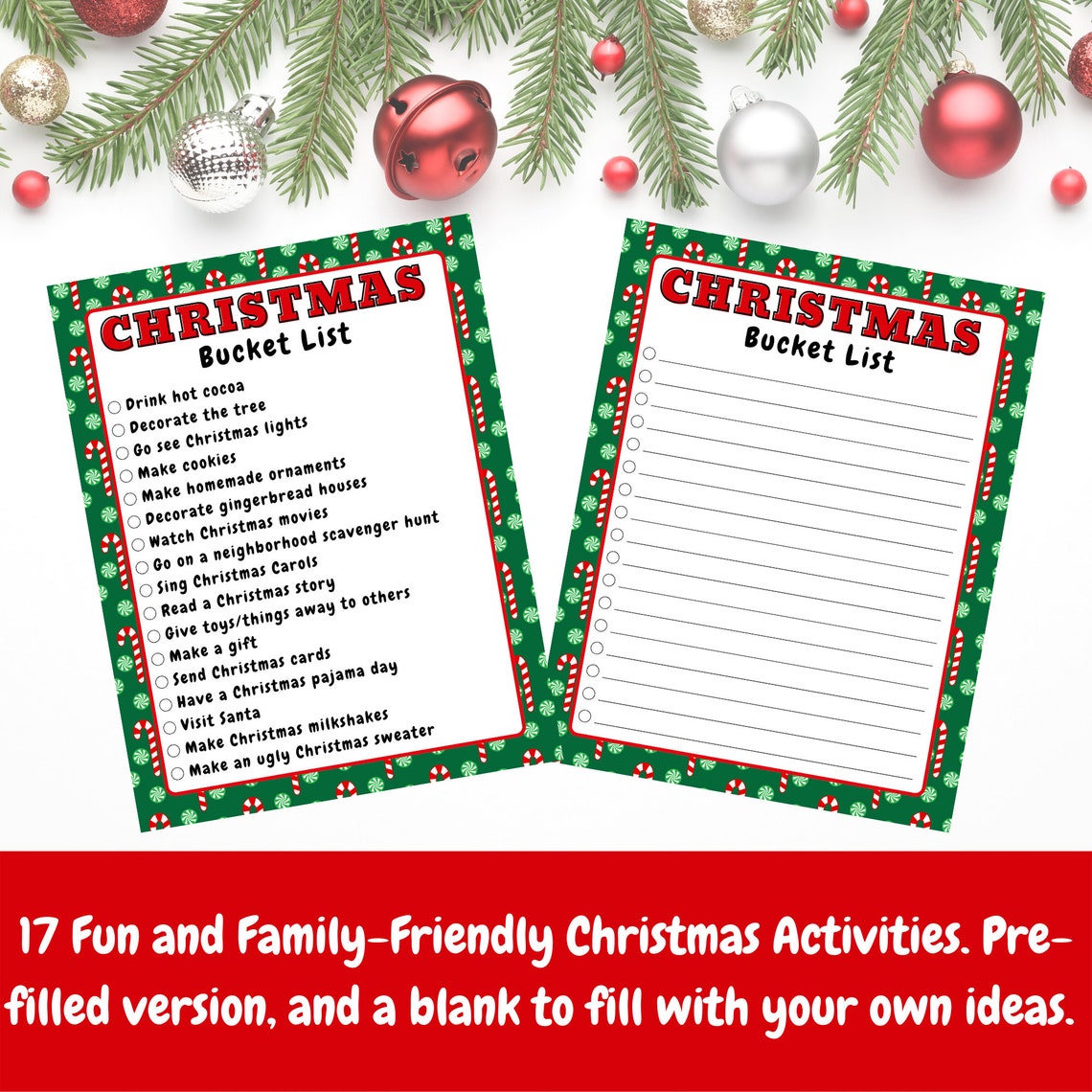 Christmas Bucket List Printable and Christmas Movie Bucket List, Blank ...