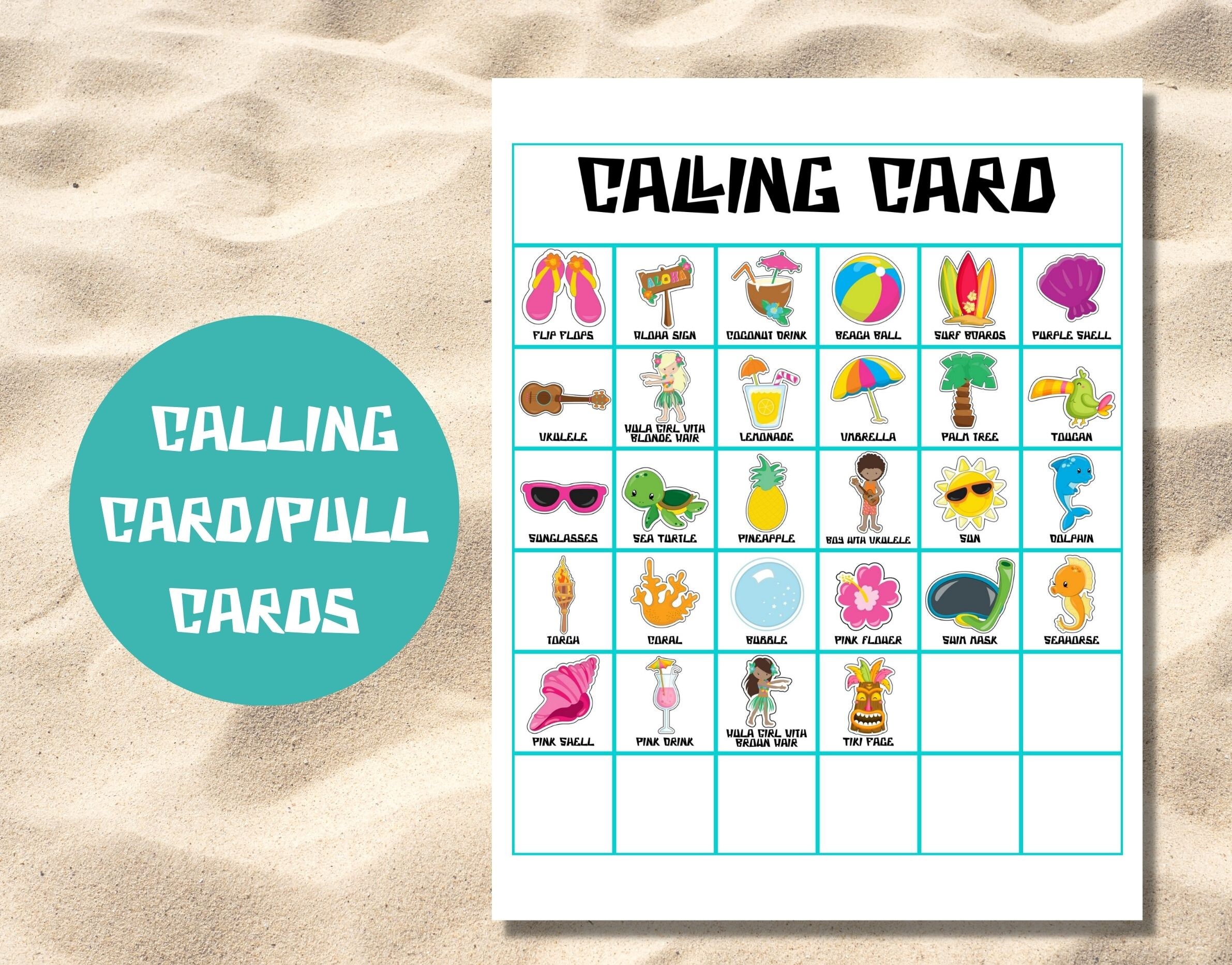 Printable Luau Bingo Game, Hawaiian Party Game, Aloha Bingo Game for ...
