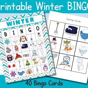Winter Bingo Game Digital Download, 40 Unique Bingo Cards, Winter ...