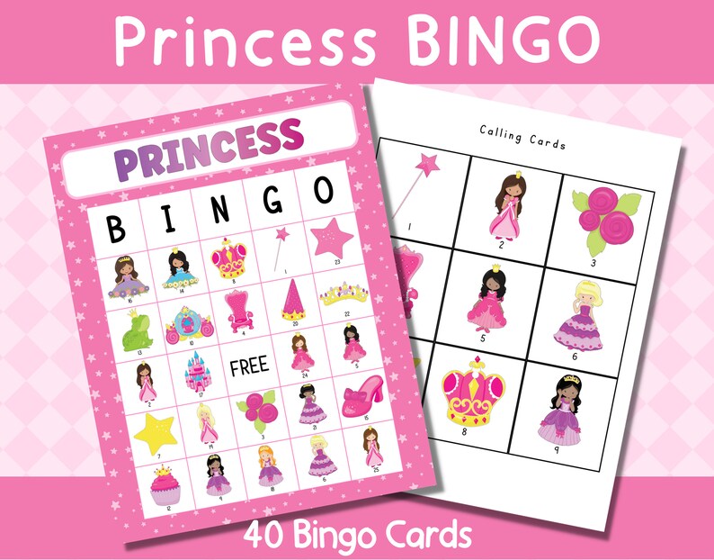 Princess Bingo Game, Princess Birthday Party Bingo, Classroom Game for ...