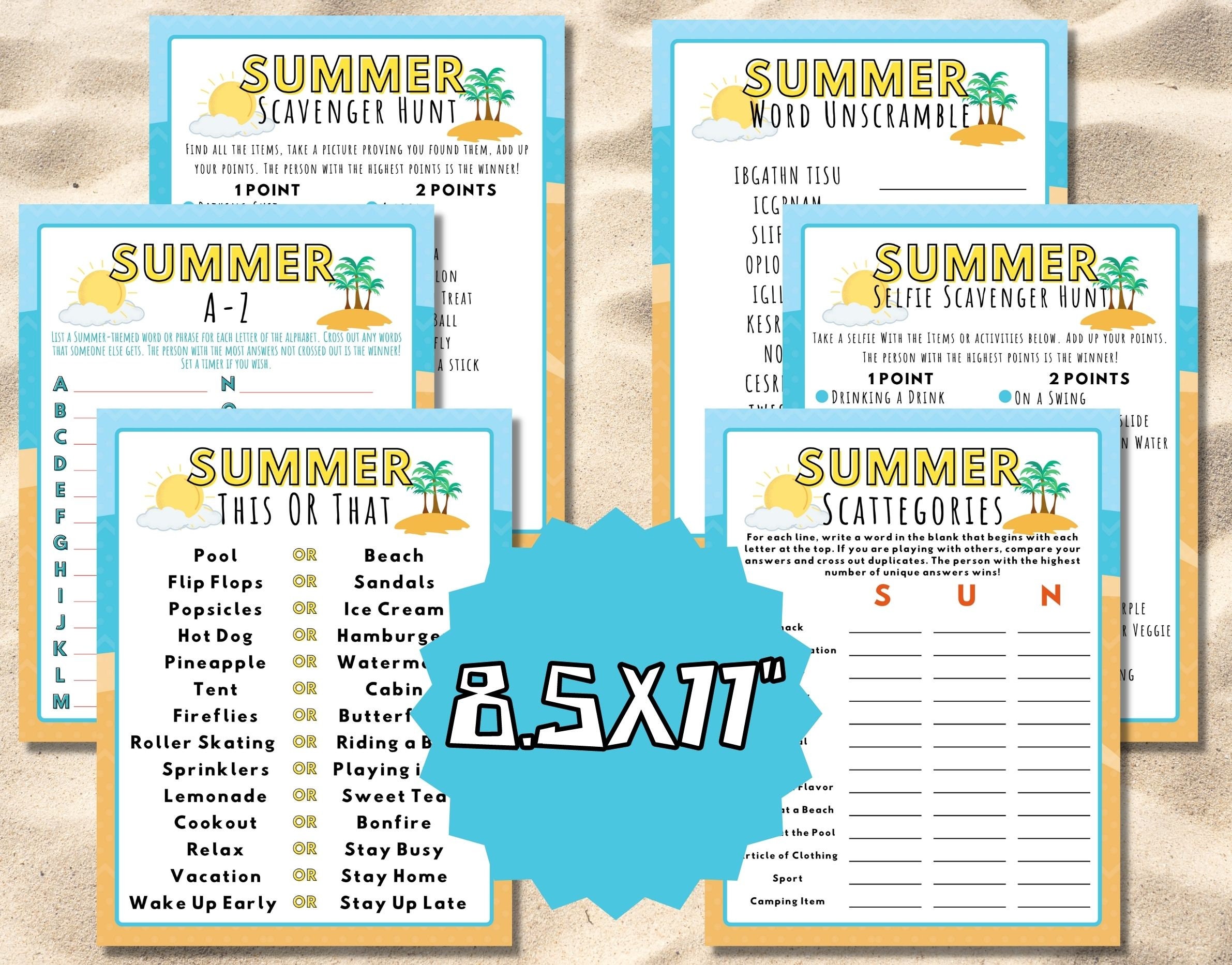12 Summer Games Printable Bundle for a Crowd - Etsy