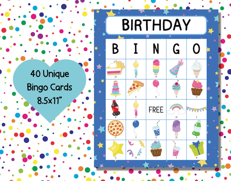 Birthday Party Bingo Game, Birthday Game and Activity, Kid Birthday ...