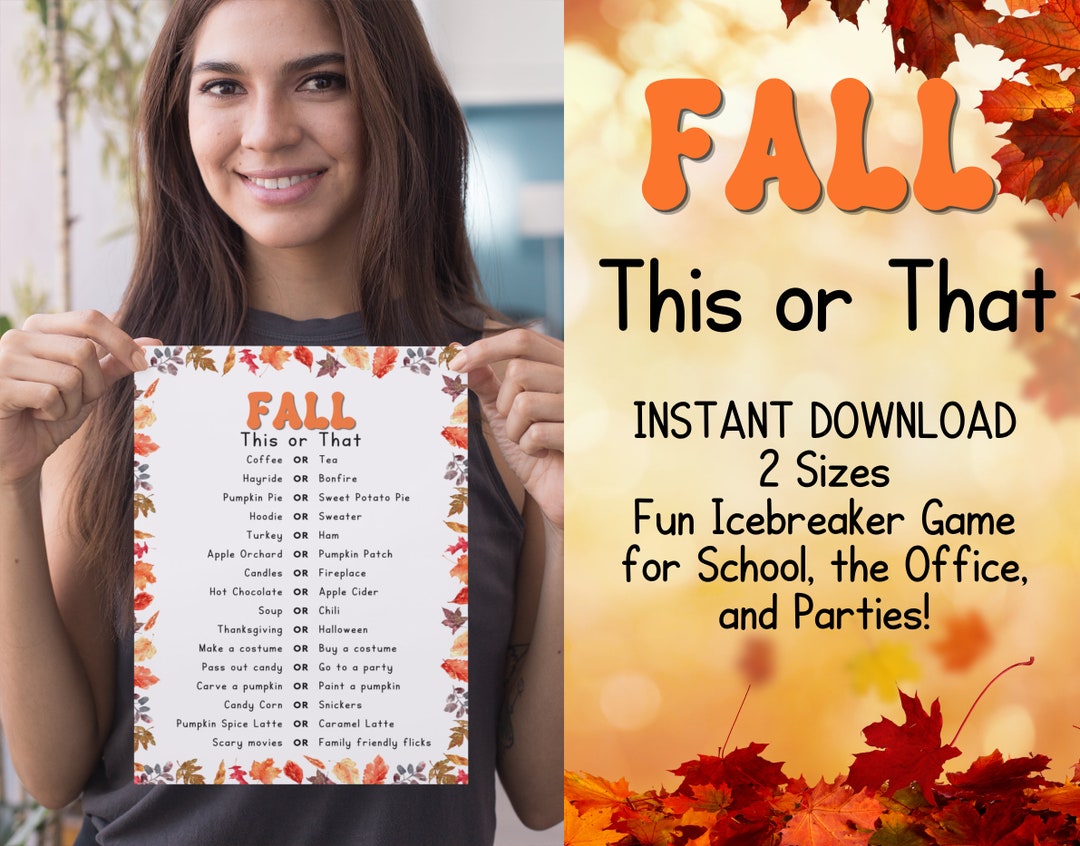 Fall This or That Game, Fall Icebreaker Games, Printable Fall Game ...