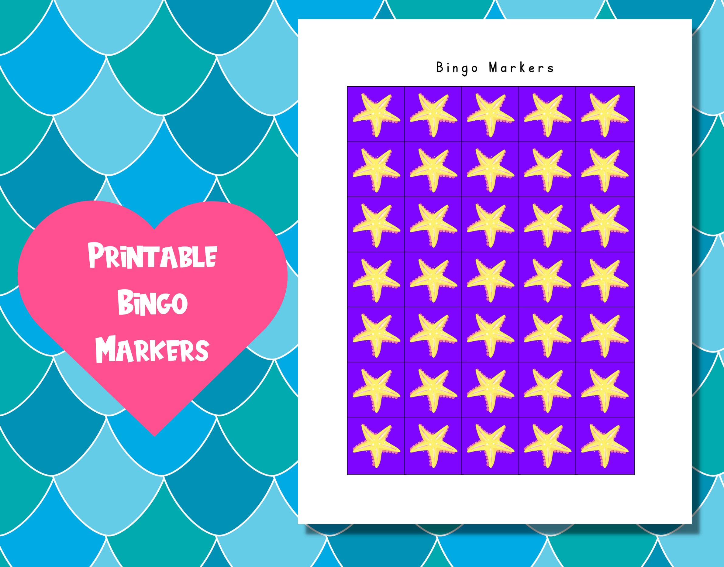 Mermaid Bingo Game, Mermaid Birthday Party Bingo, Classroom Game for ...