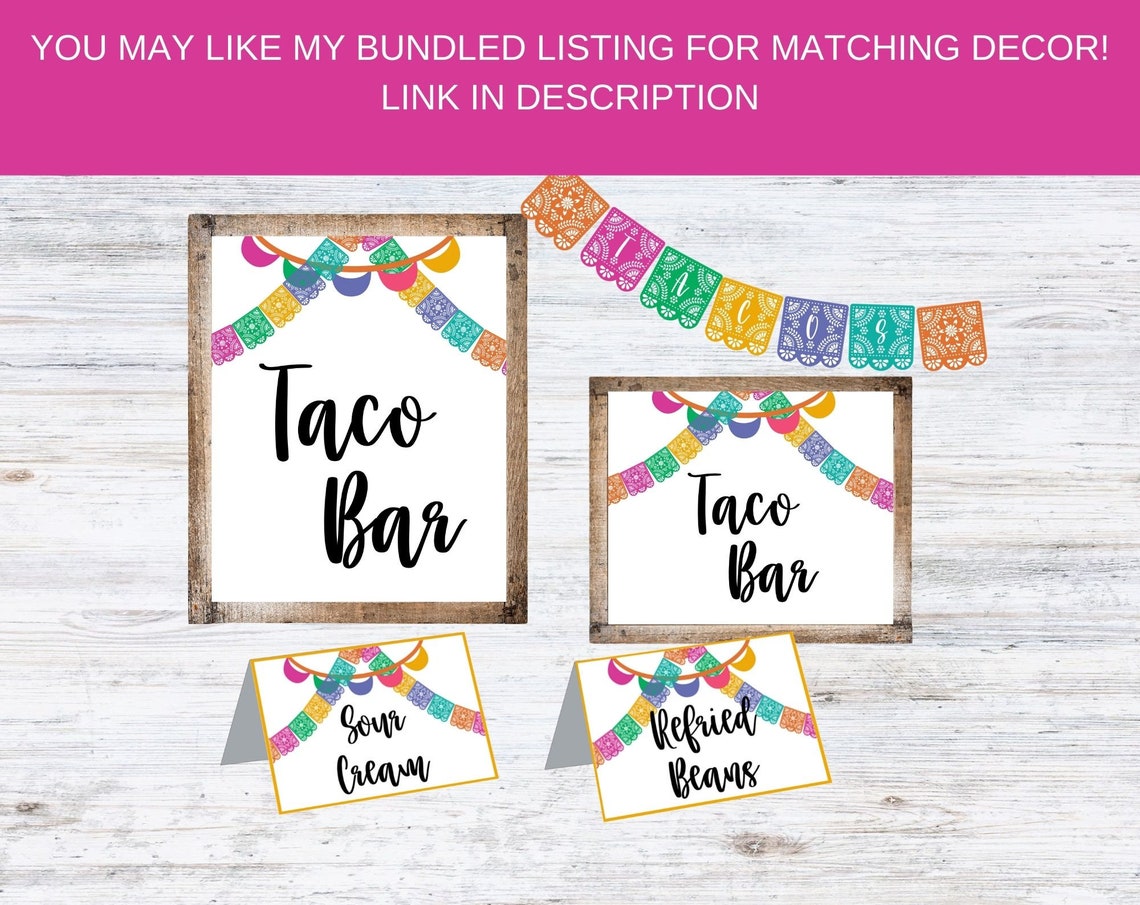 Taco Bar Signs Instant Download Printable, Make Your Own Tacos Party ...