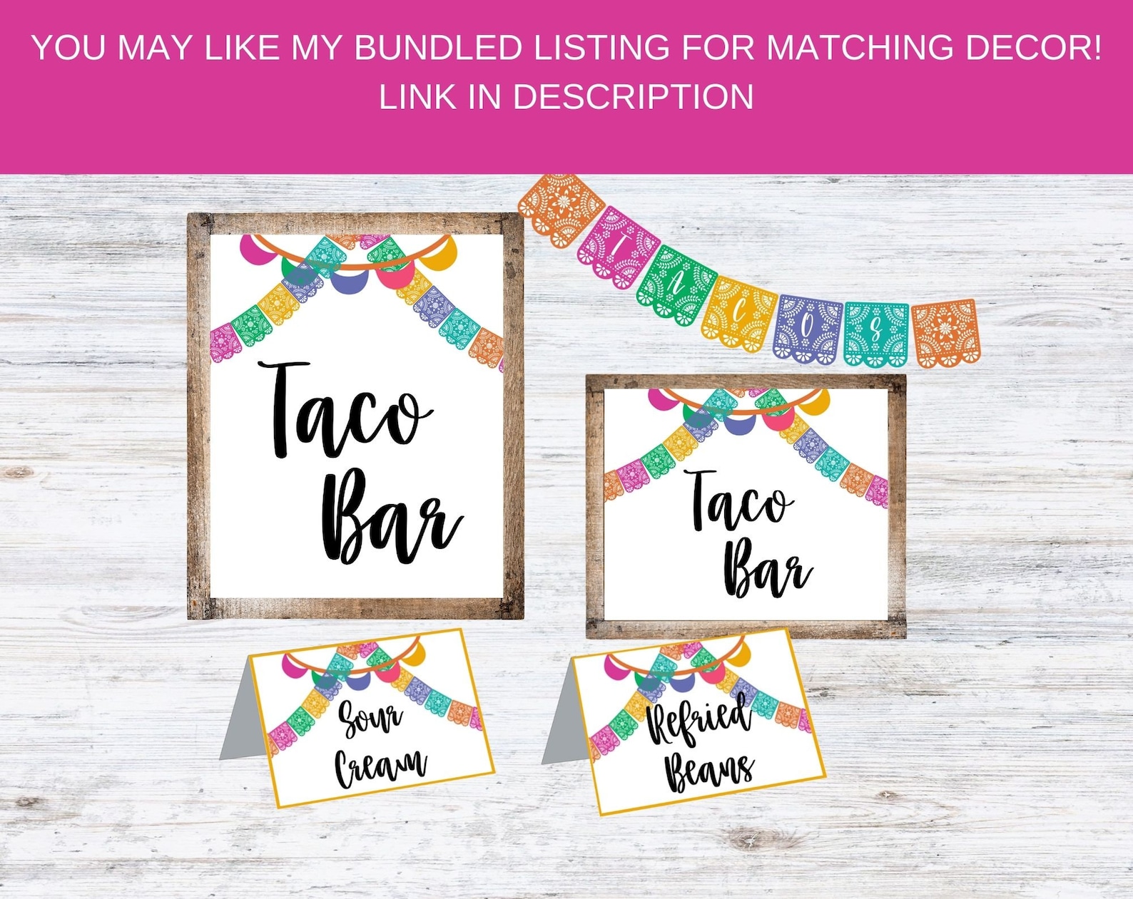 Taco Bar Signs Instant Download Printable, Make Your Own Tacos Party ...