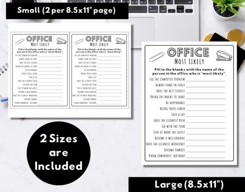 Office Party Game Bundle, 5 Printable Games, Work Party Activity, Team ...