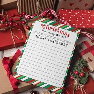 Christmas How Many Words, Printable Holiday Game, Large Group Games for ...