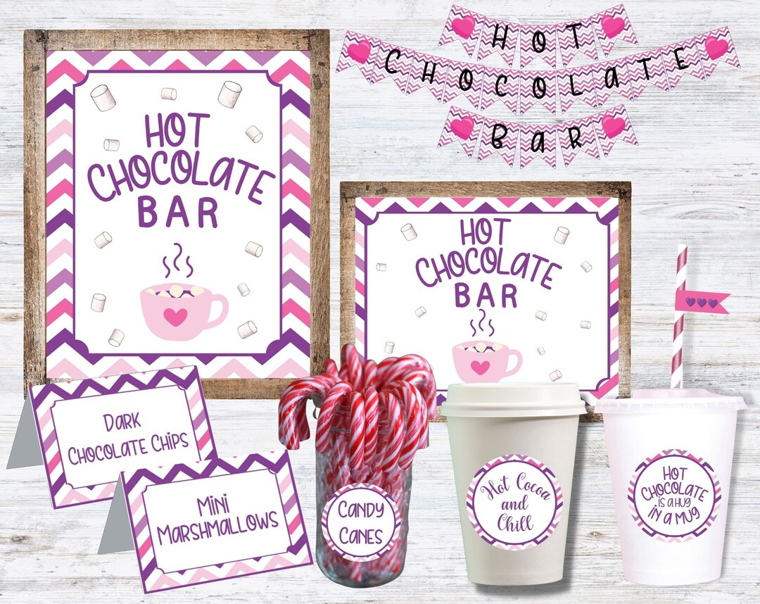 Hot Chocolate Bar Kit Valentine Chevron Striped Instant Download ...