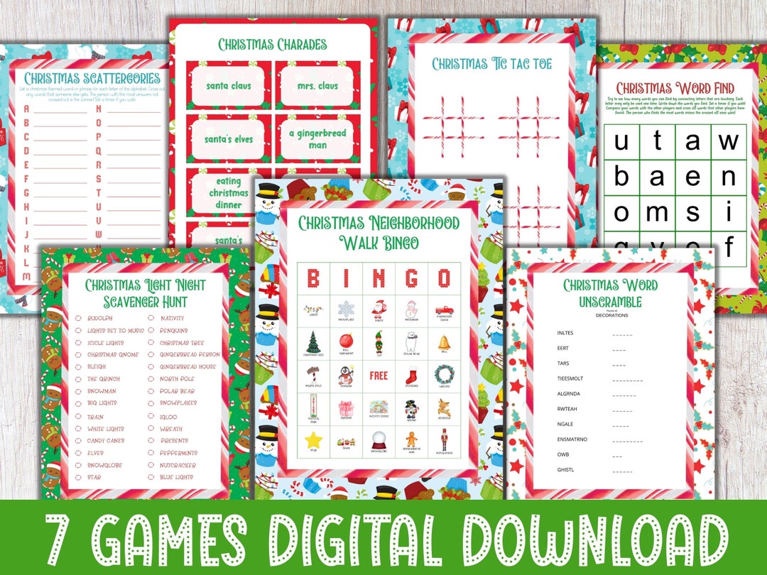 Instant Download 7 CHRISTMAS GAME BUNDLE Fun Family Game Night Cheap ...