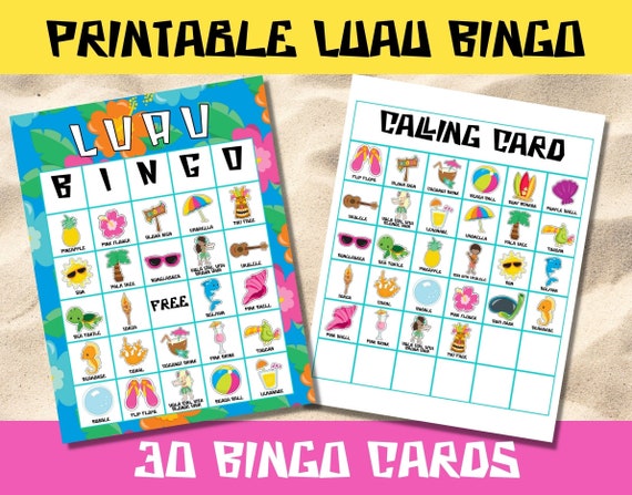 Printable Luau Bingo Game Hawaiian Party Game Aloha Bingo | Etsy