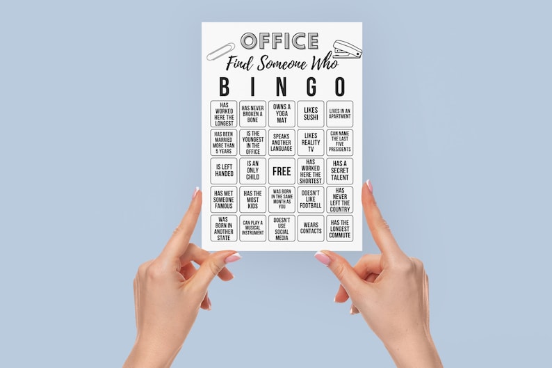 Office Find Someone Who BINGO Printable Workplace Game, 2 Sizes, Large ...