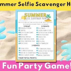 Summer Selfie Scavenger Hunt Printable Party Game, Large Group Games ...