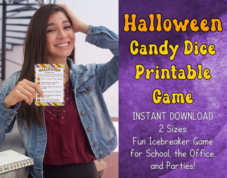 Halloween Candy Dice Printable Game, Halloween Party Games for School ...