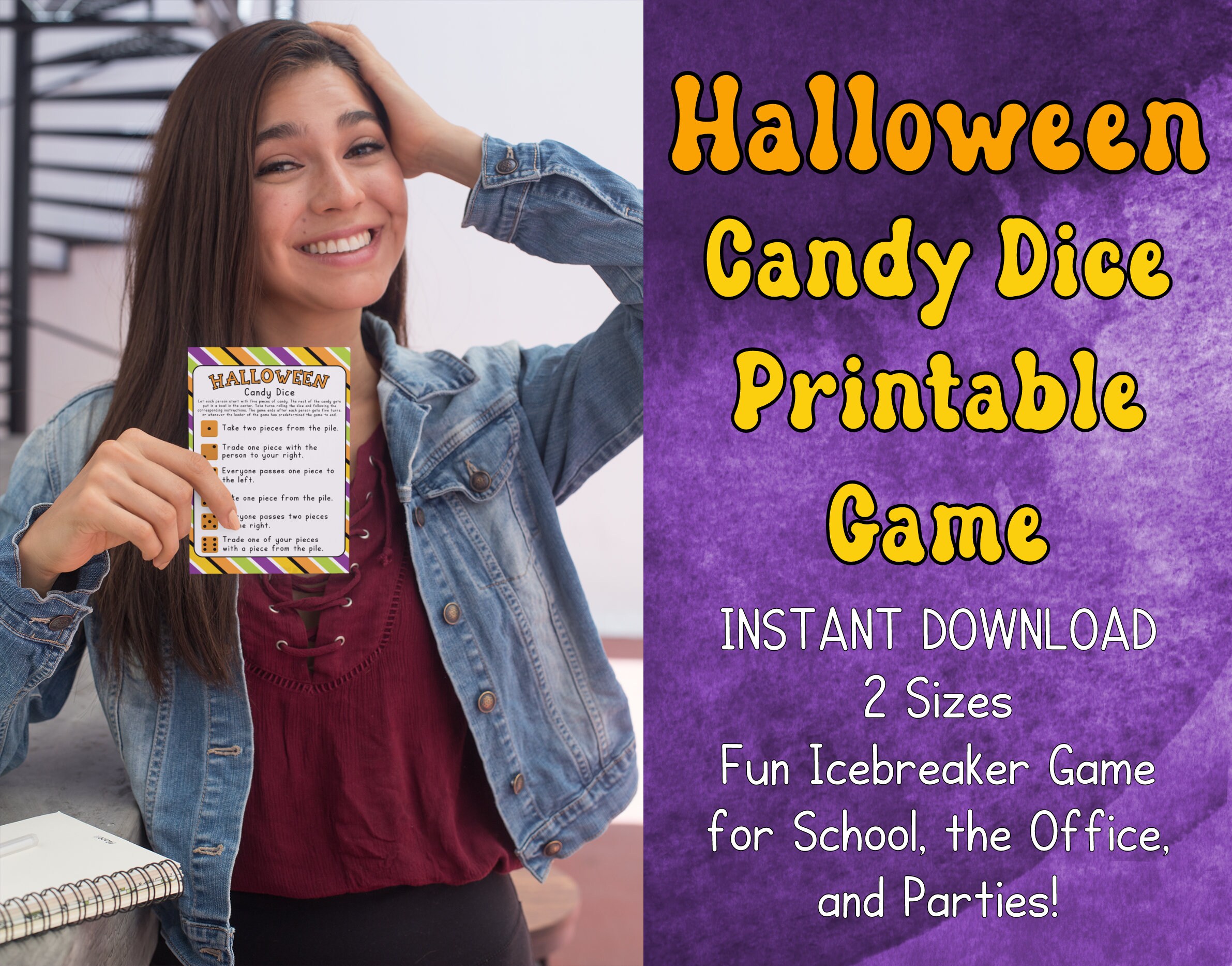 Halloween Candy Dice Printable Game, Halloween Party Games for School ...