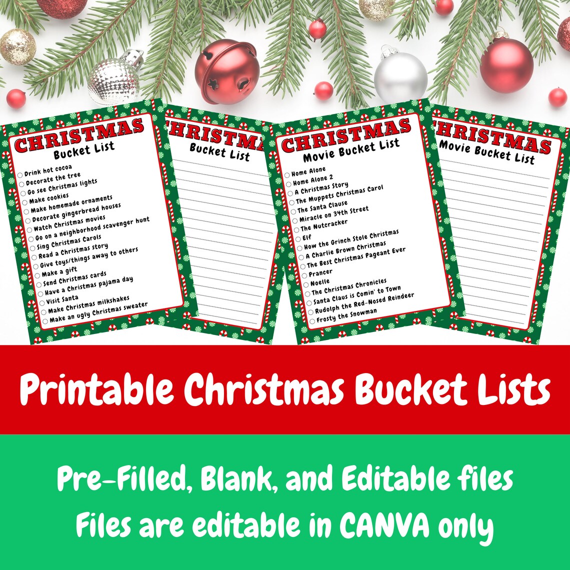 Christmas Bucket List Printable and Christmas Movie Bucket List, Blank ...
