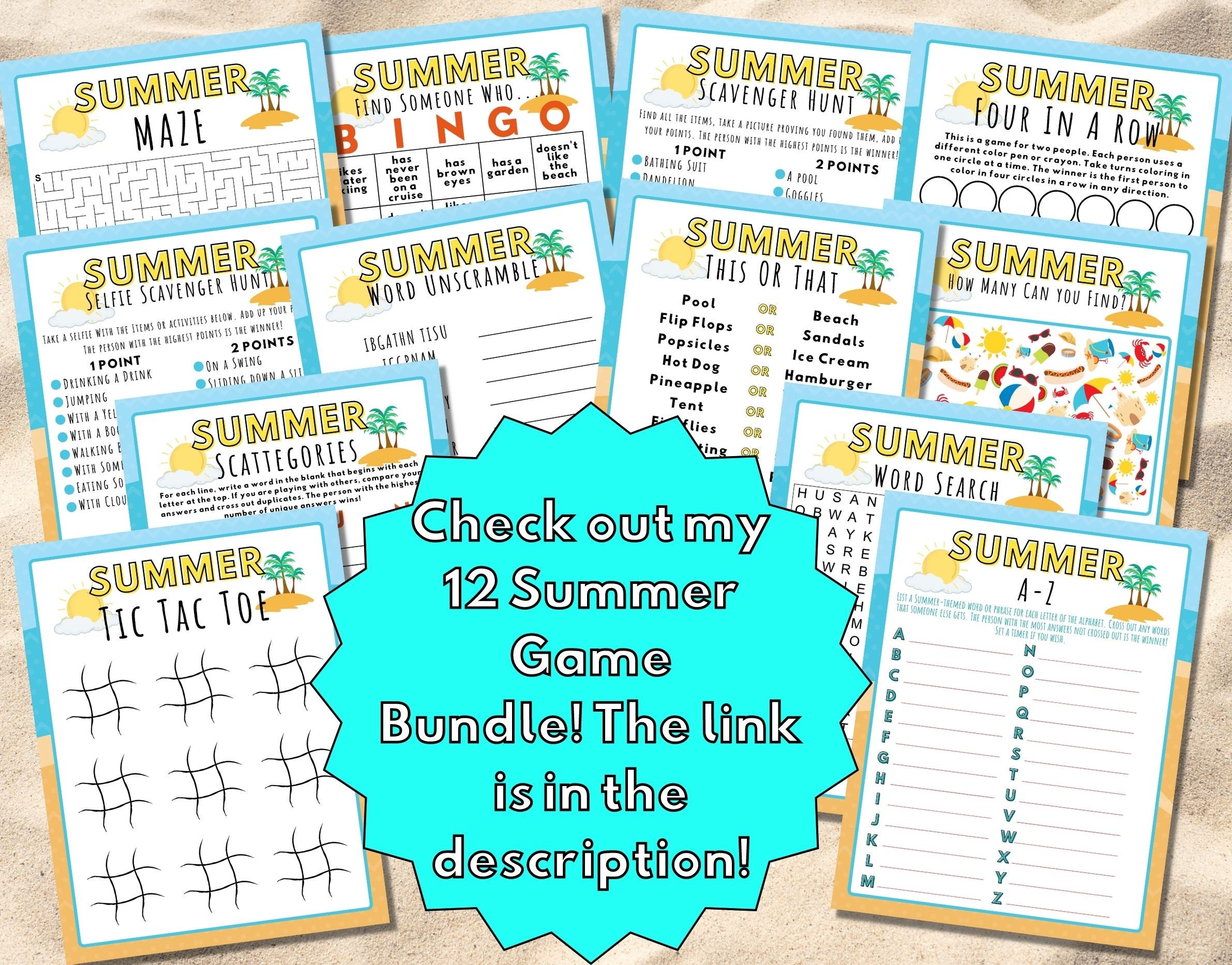 Summer Selfie Scavenger Hunt Printable Party Game, Large Group Games ...