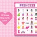 Princess Bingo Game, Princess Birthday Party Bingo, Classroom Game for ...