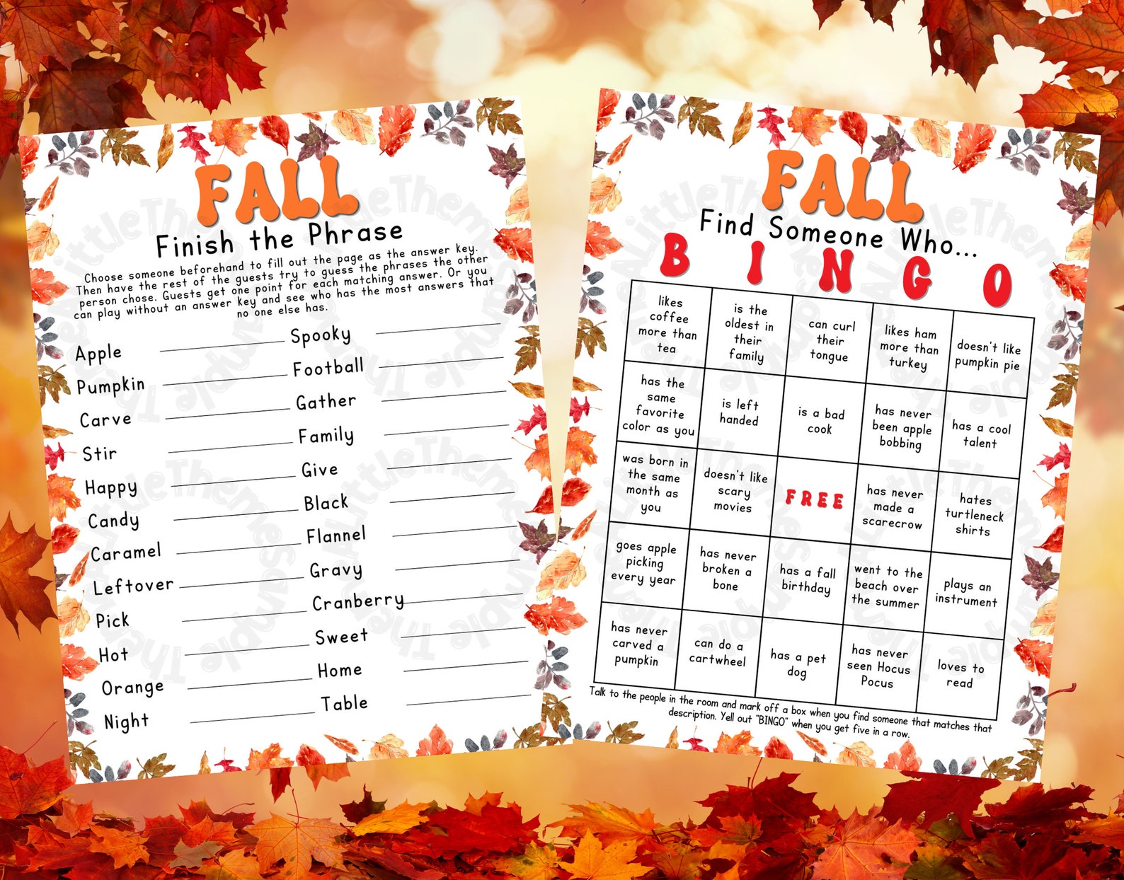 Printable 10 Fall Game Bundle, Printable Fall Games for Adults and Kids ...